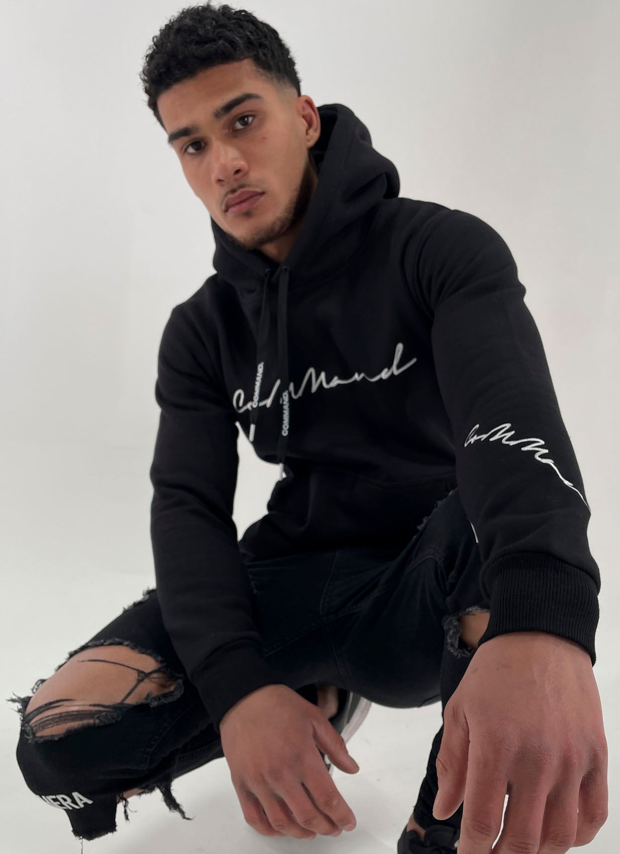 Black Cursive Hoodie | Plain Black Hoodie | Mens Black Hoodie Online ...